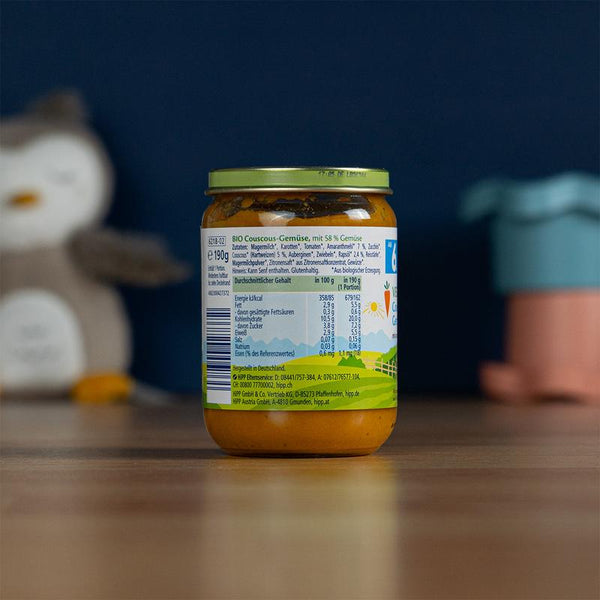 HiPP Couscous Vegetable Pan Puree Jars | Organic Baby Food