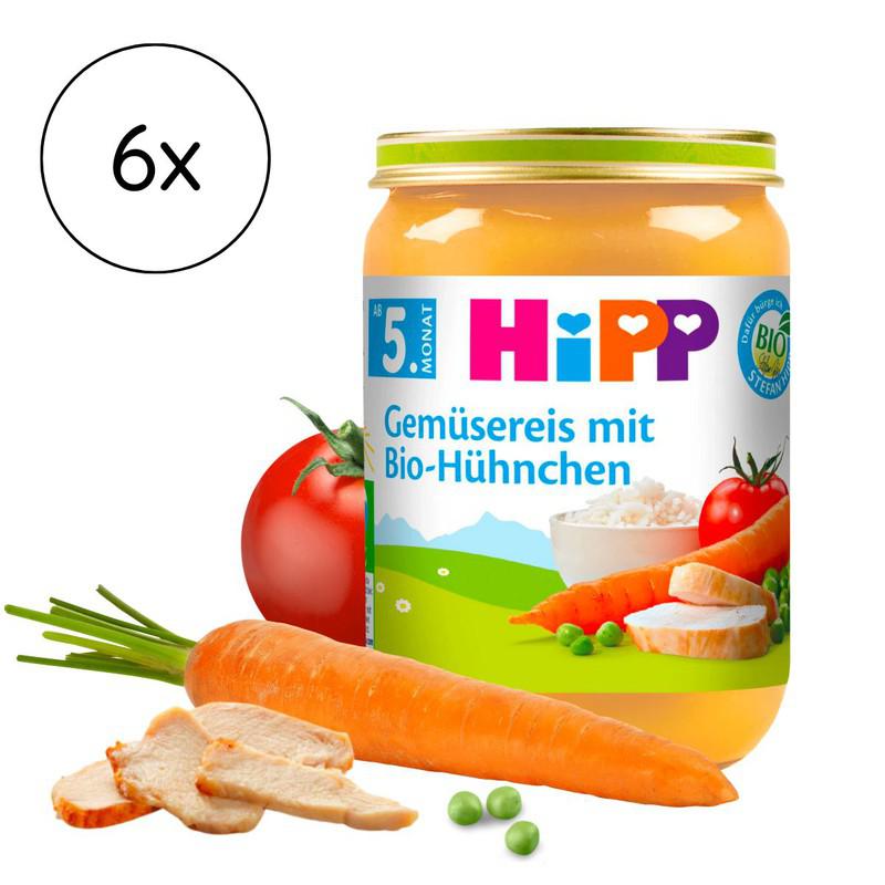 HiPP Vegetable Rice with Chicken Puree Jars | Organic Baby Food